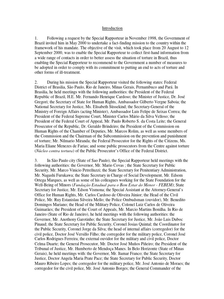 Reporton Torture Brazil | Download Free PDF | Torture | Prison