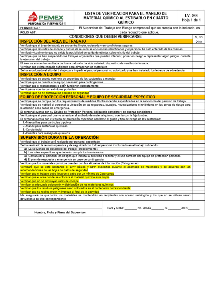 Lista de Verificación-044 Lista de Verificacion para El Manejo de ...