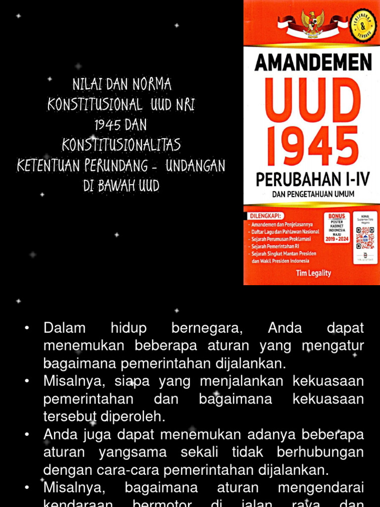 Nilai Dan Norma Konstitusional Uud Nri 1945 Dan Konstitusionalitas | PDF | Politik | Ilmu Sosial