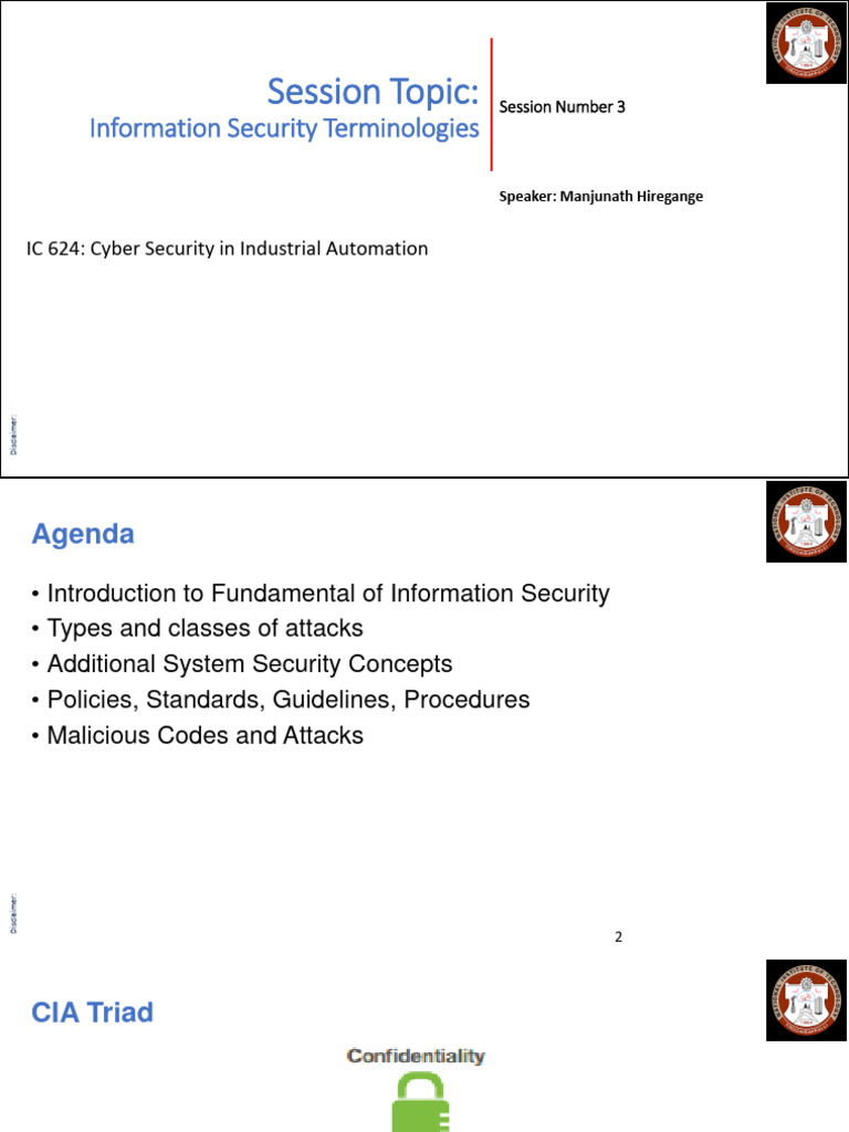 3_IC624_Information Security Terminologies | PDF | Information Security | Vulnerability (Computing)