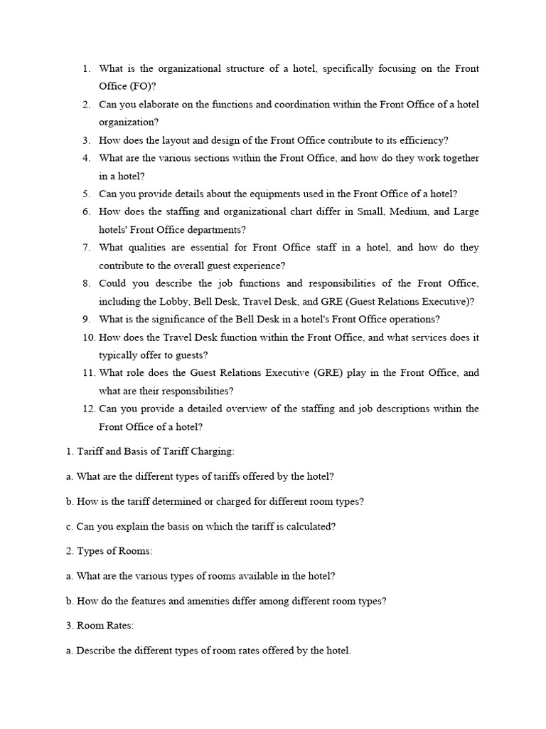 Front Office Management | PDF | Hotel | Business