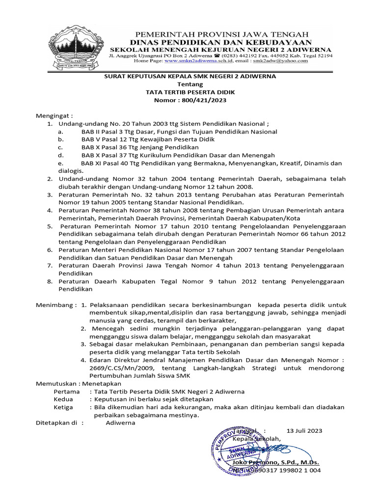 TATIB SISWA 2023-2024-Ok | PDF | Kesehatan Holistik