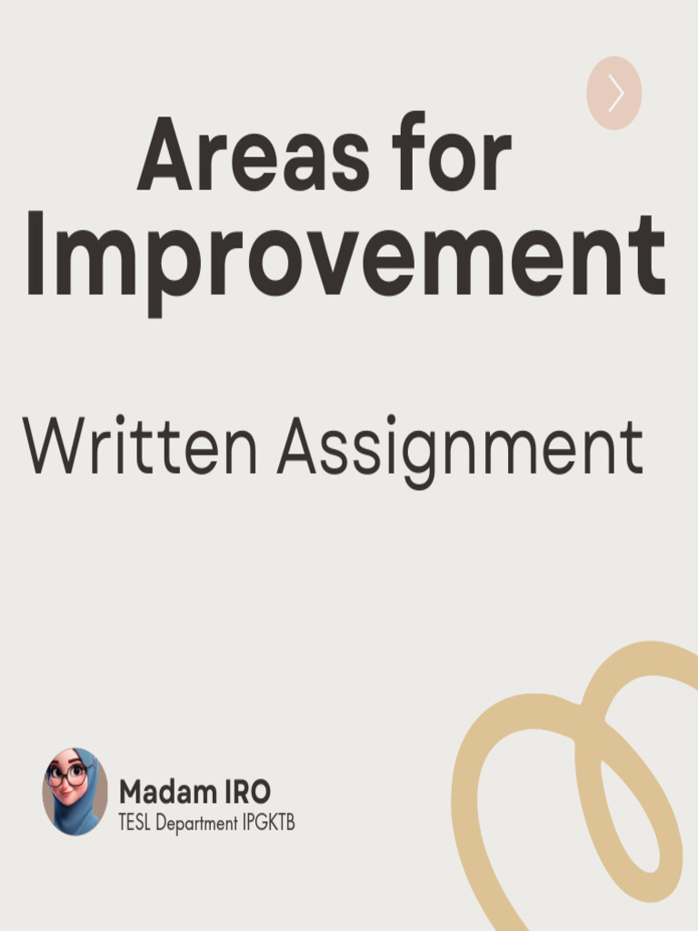 Areas of Improvement - Written Assignment | PDF