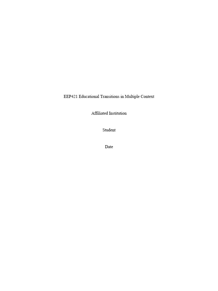 EEP421 Educational Transitions in Multiple Context | PDF | Family ... EEP421 Educational Transitions in Multiple Context | PDF | Family ...