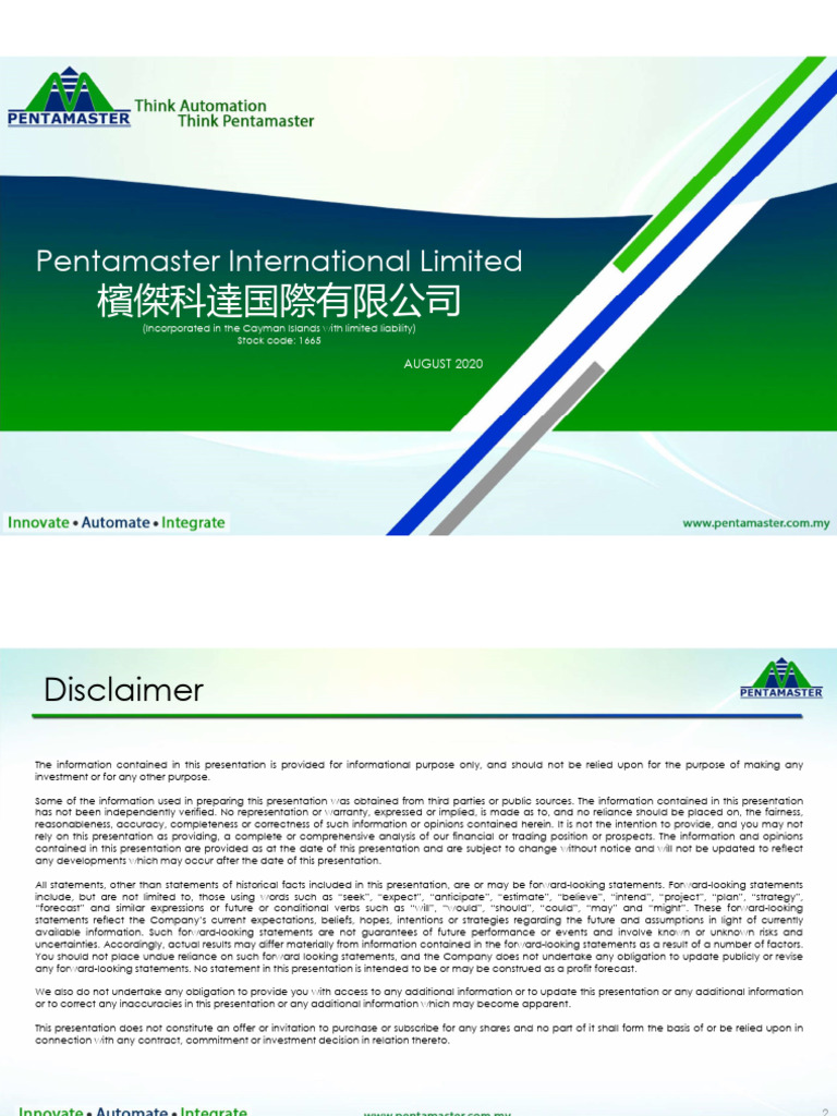 Pentamaster Group Overview and Updates | PDF | Electronics | Automation