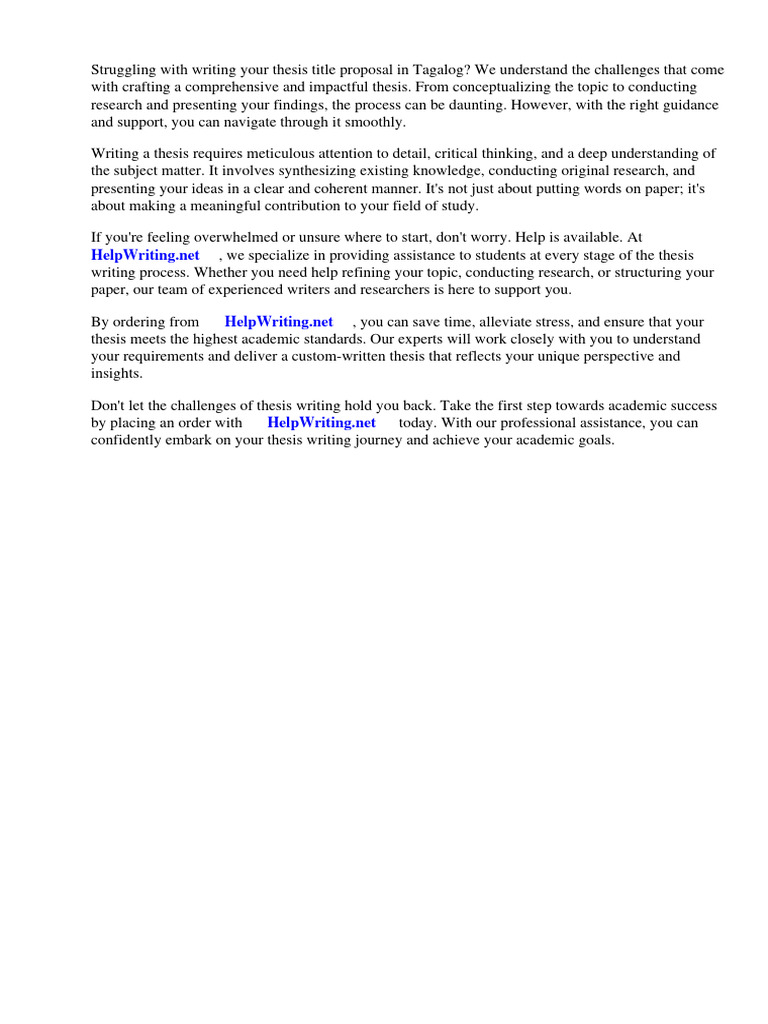 Thesis Title Proposal Tagalog | PDF | Tagalog Language | Thesis