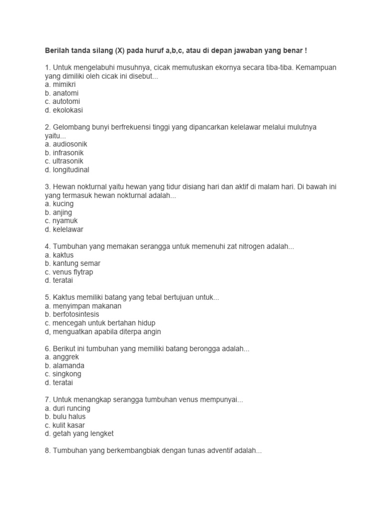 Contoh Soal PAS IPA | PDF | Sains & Matematika