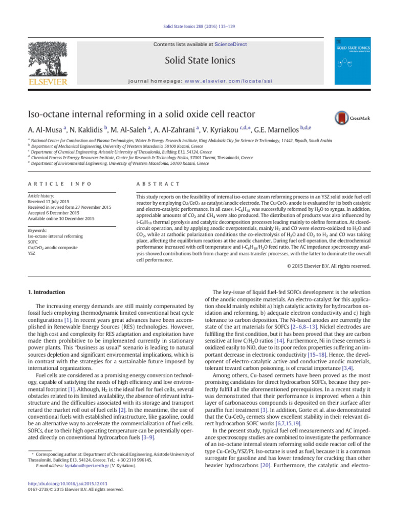 Isooctane in SOFC | PDF | Solid Oxide Fuel Cell | Gas Chromatography
