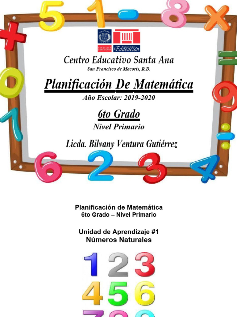 Planificación Matemática 6to Grado | PDF | Exponenciación | Números