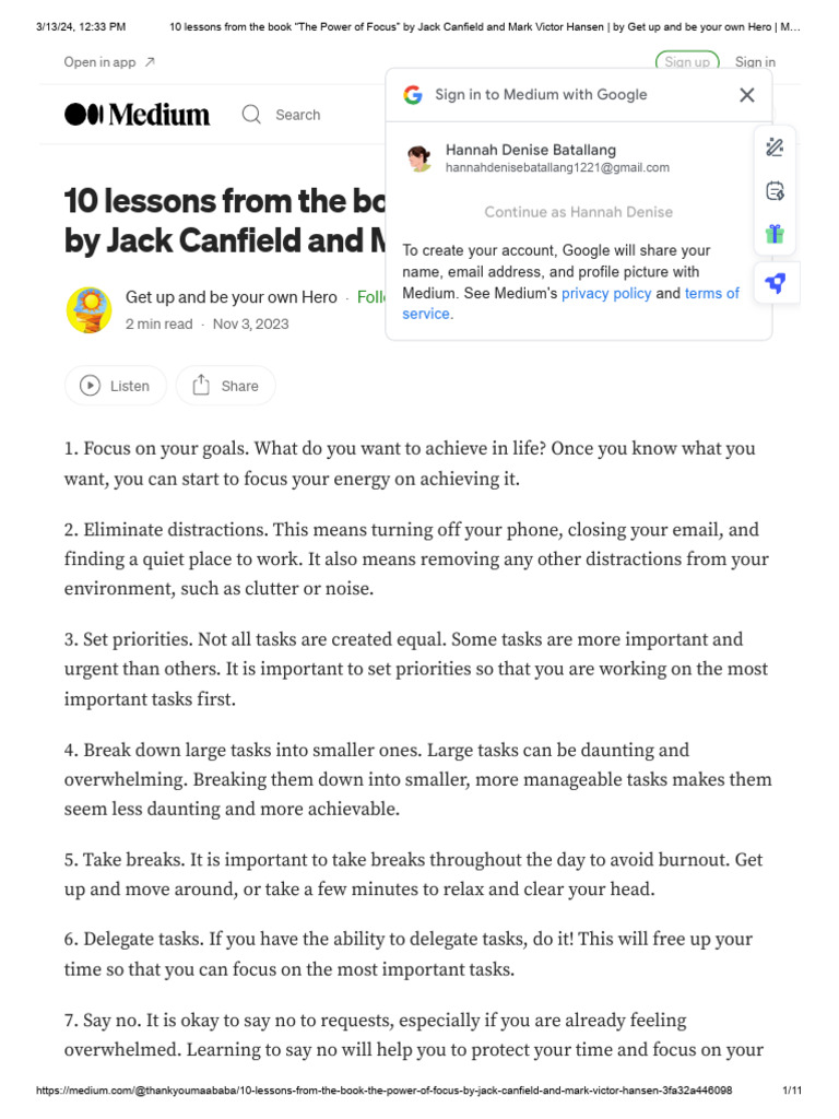 10 Lessons From The Book "The Power of Focus" by Jack Canfield and Mark ...