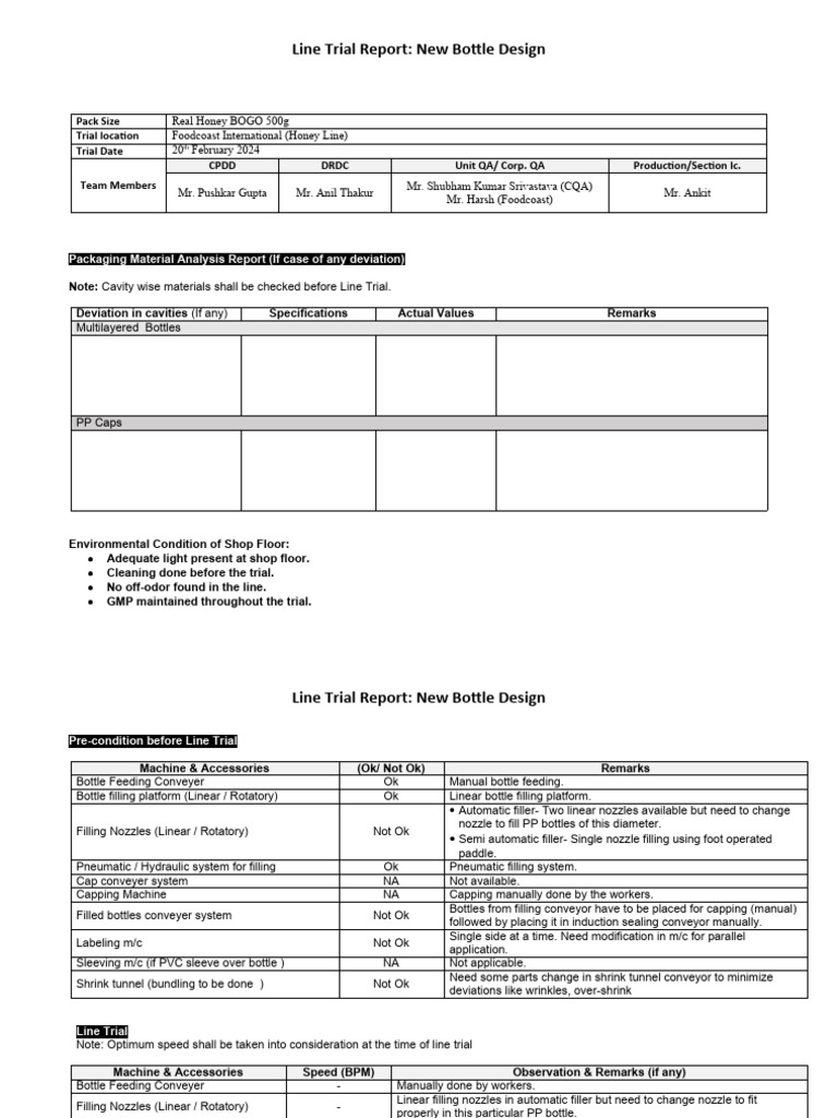 Line Trial Format | PDF