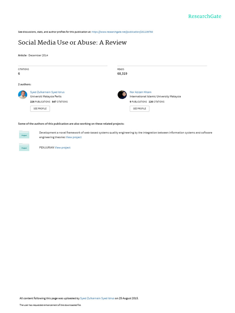 Social Media Use or Abuse Are View | PDF | Social Networking Service ...