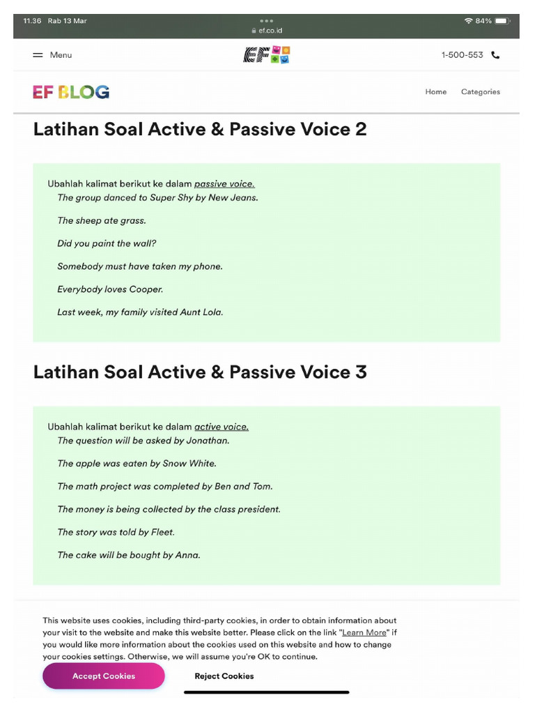 Latihan soal pasiva VoiceOver | PDF