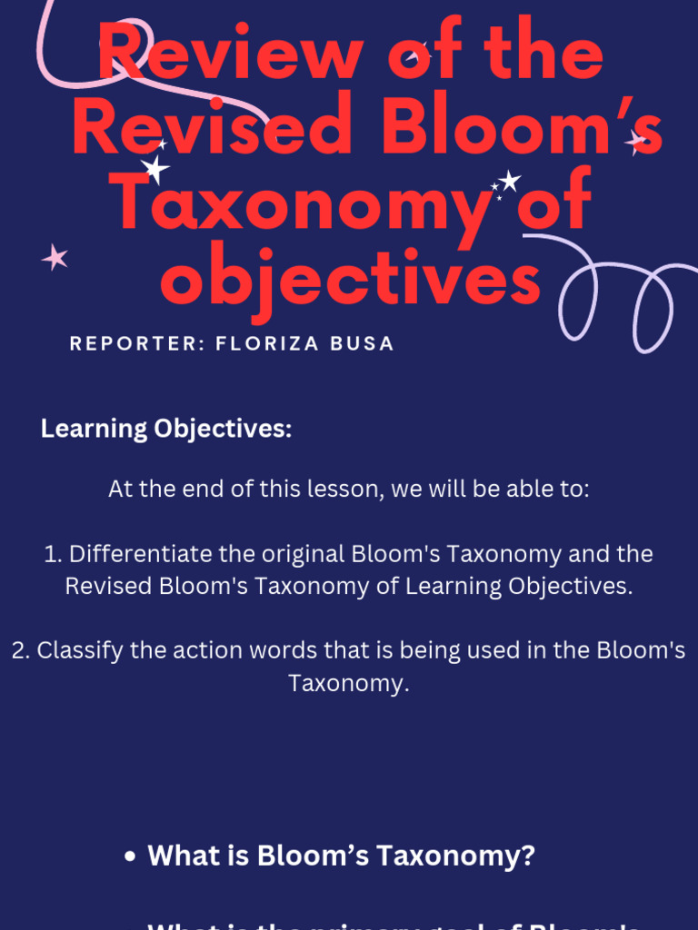 Review of The Revised Blooms Taxonomy of Objectives - 20240214 - 213325 ...