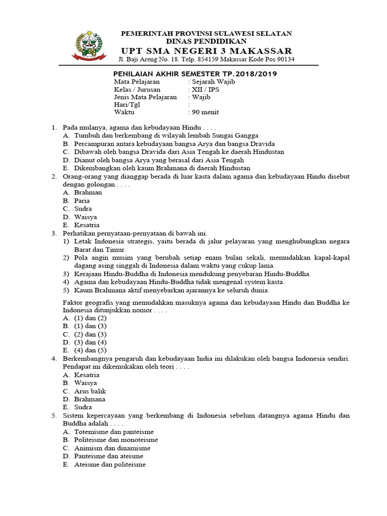 Muhammad Alyas (Sejarah Wajib) Kelas X Semester Genap 201-2019 | PDF | Perjalanan