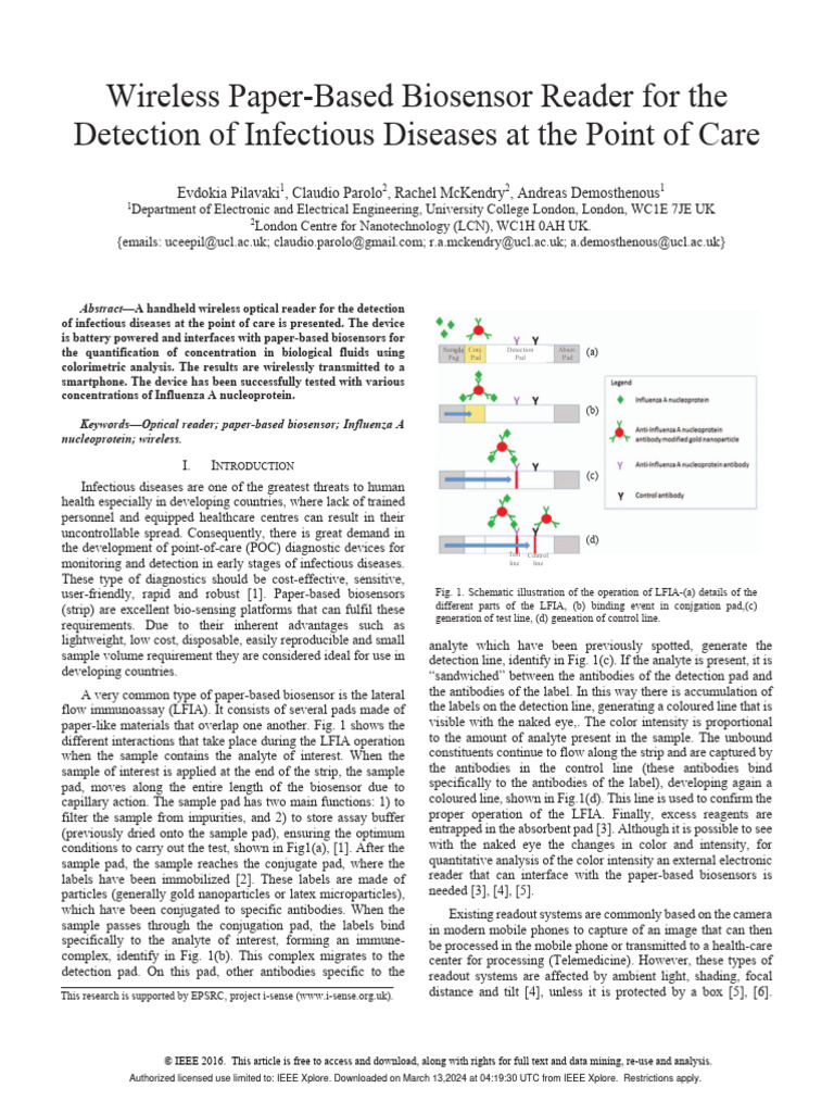 Wireless Paper-Based Biosensor Reader For The Detection of Infectious ...