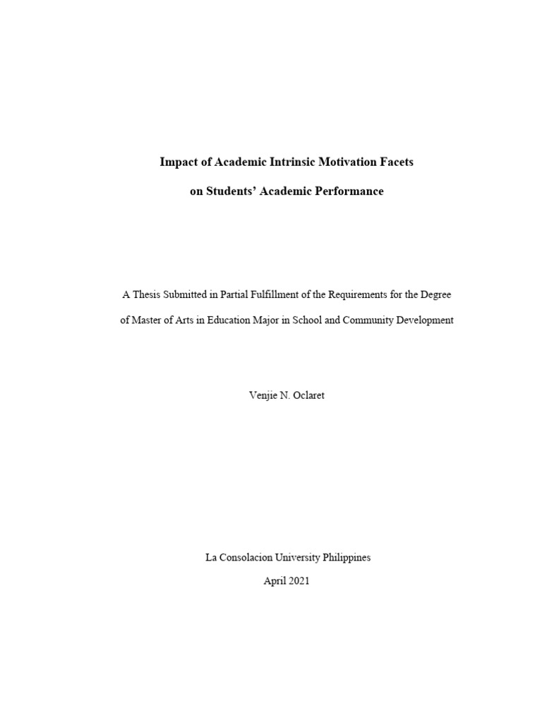 Impact of Academic Intrinsic Motivation Facets On Students Academic ...