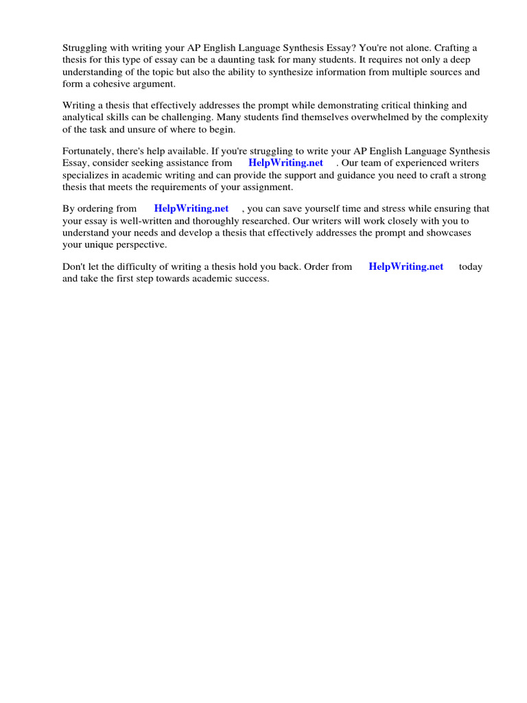 AP English Language Synthesis Essay Tips | PDF | Essays | Cognition