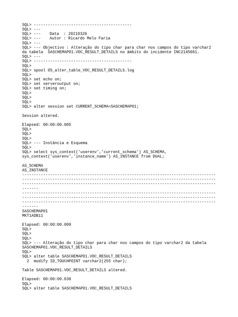 05 Alter Table Voc Result Details Log | PDF