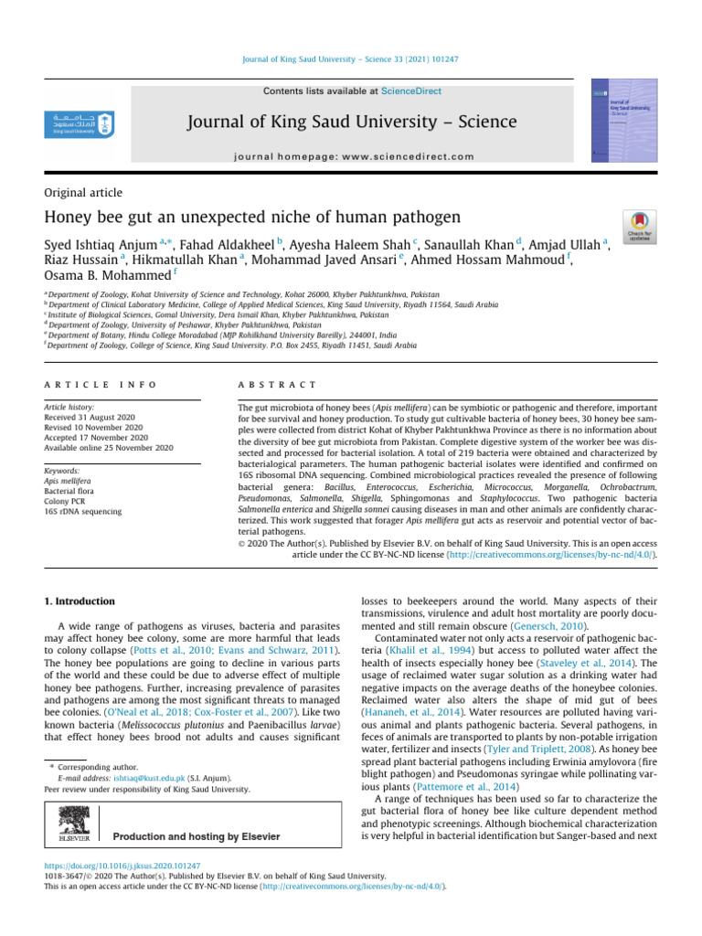 Honey bee gut an unexpected niche of human pathogen | PDF | Honey Bee ...