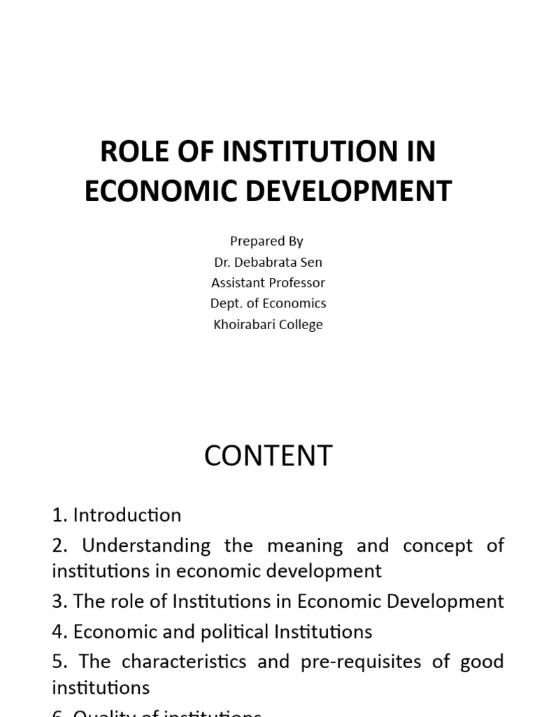 Role of Institution in Economic Development | PDF