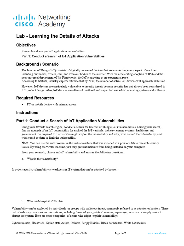 1.2.3-Lab - Learning-The-Details-Of-Attacks | PDF | Internet Of Things | Vulnerability (Computing)