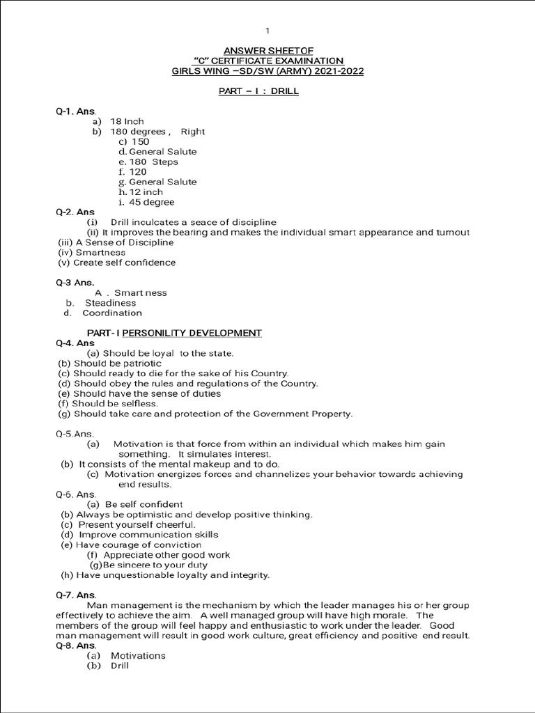 Model Questions and Answer Paper of C Cert 2021-22 | PDF