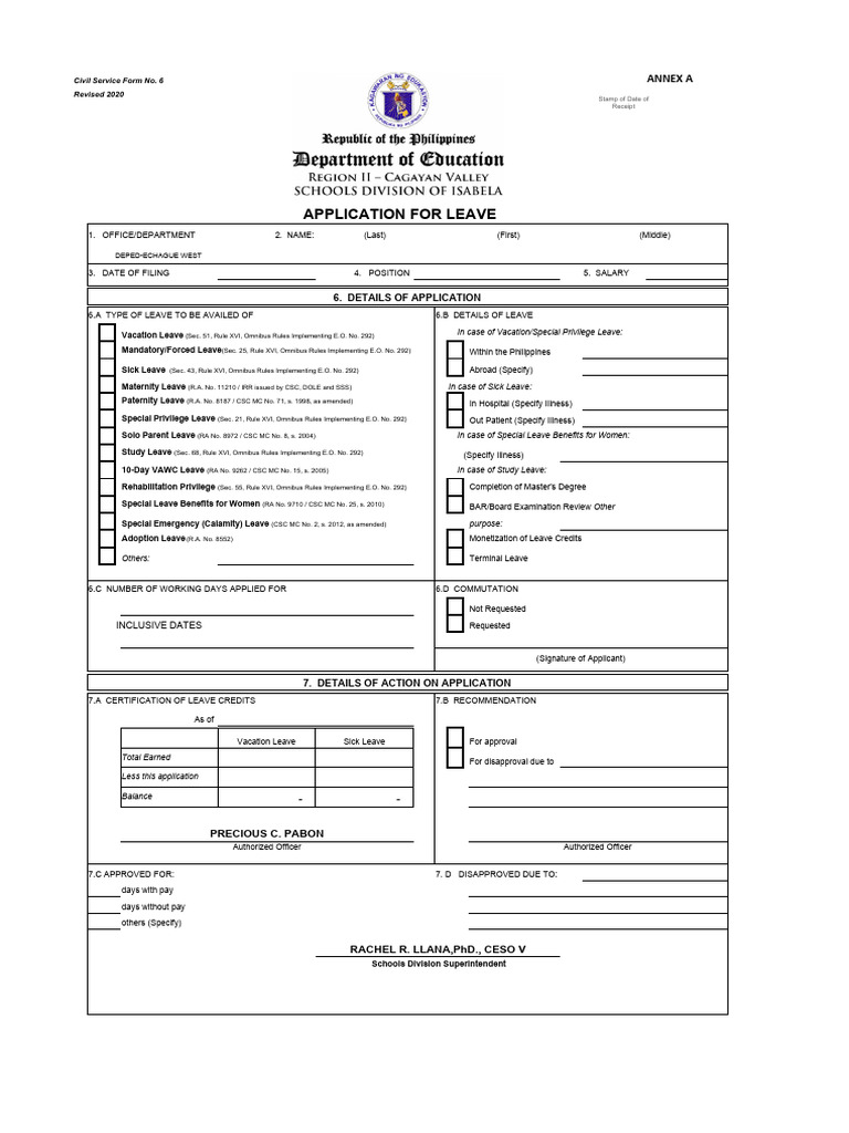 Form 6 | PDF | Parental Leave | Sick Leave