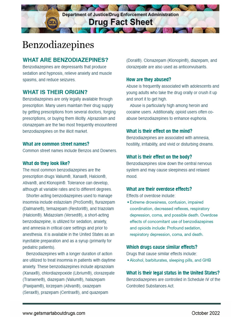 Benzodiazepines 2022 Drug Fact Sheet - 1 | PDF | Benzodiazepine ...