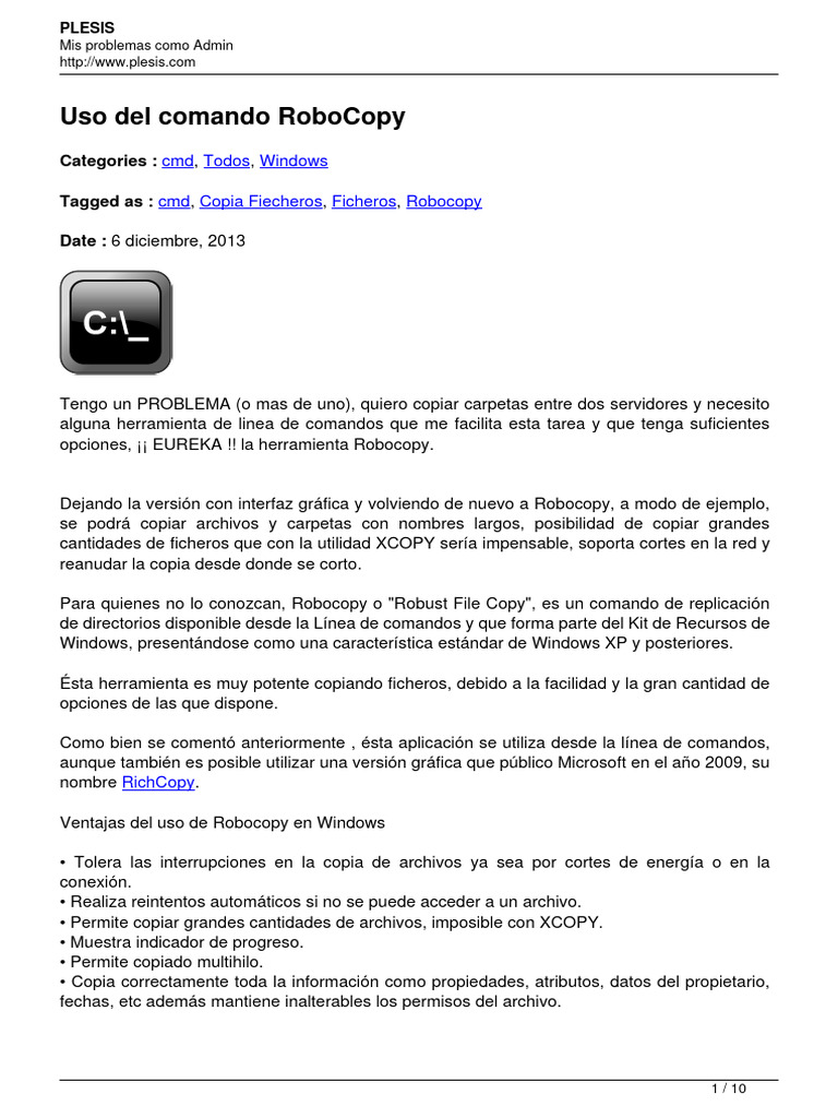 Guía Completa de Uso de Robocopy en Windows | PDF | Informática ...