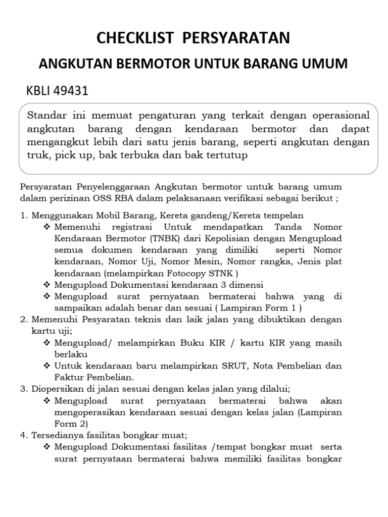 Checklist Persyaratan | PDF
