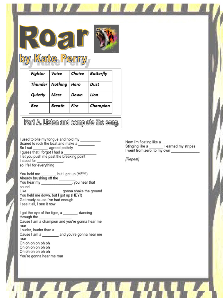 Katy Perry - Roar (Worksheet) | PDF