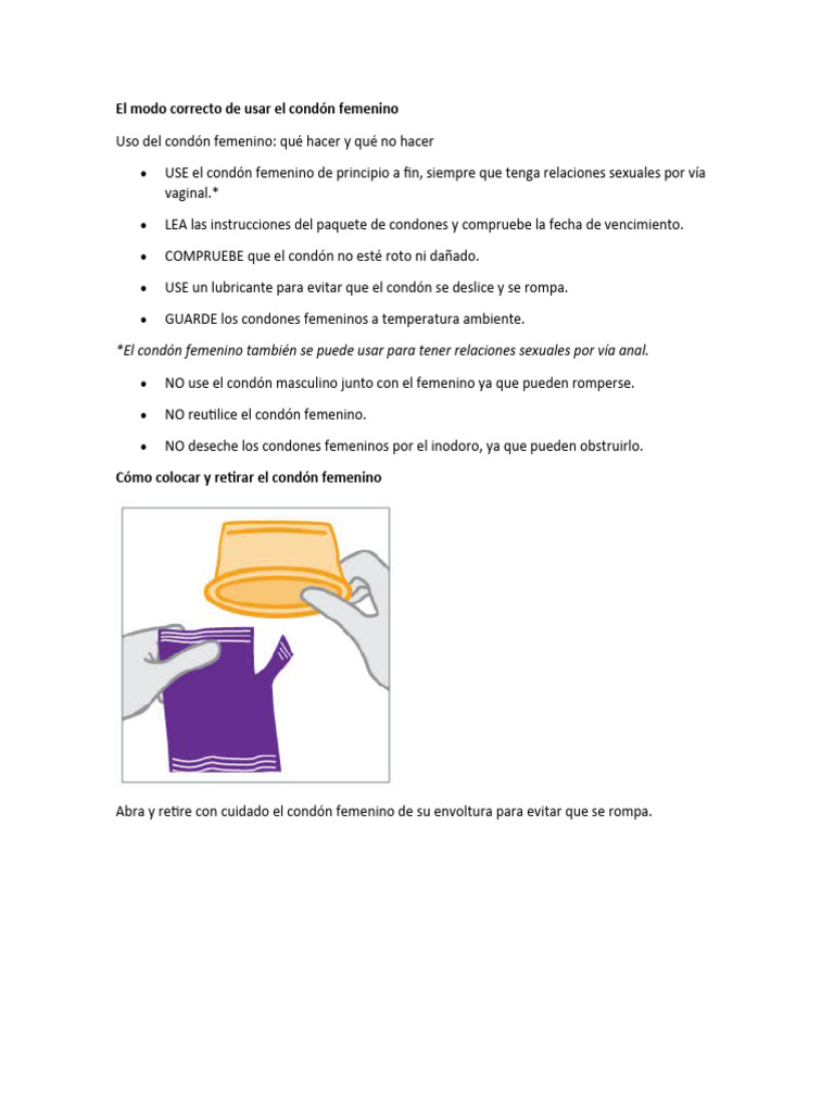 El Modo Correcto de Usar El Condón Femenino | PDF | Condón | Control de ... El Modo Correcto de Usar El Condón Femenino | PDF | Condón | Control de ...