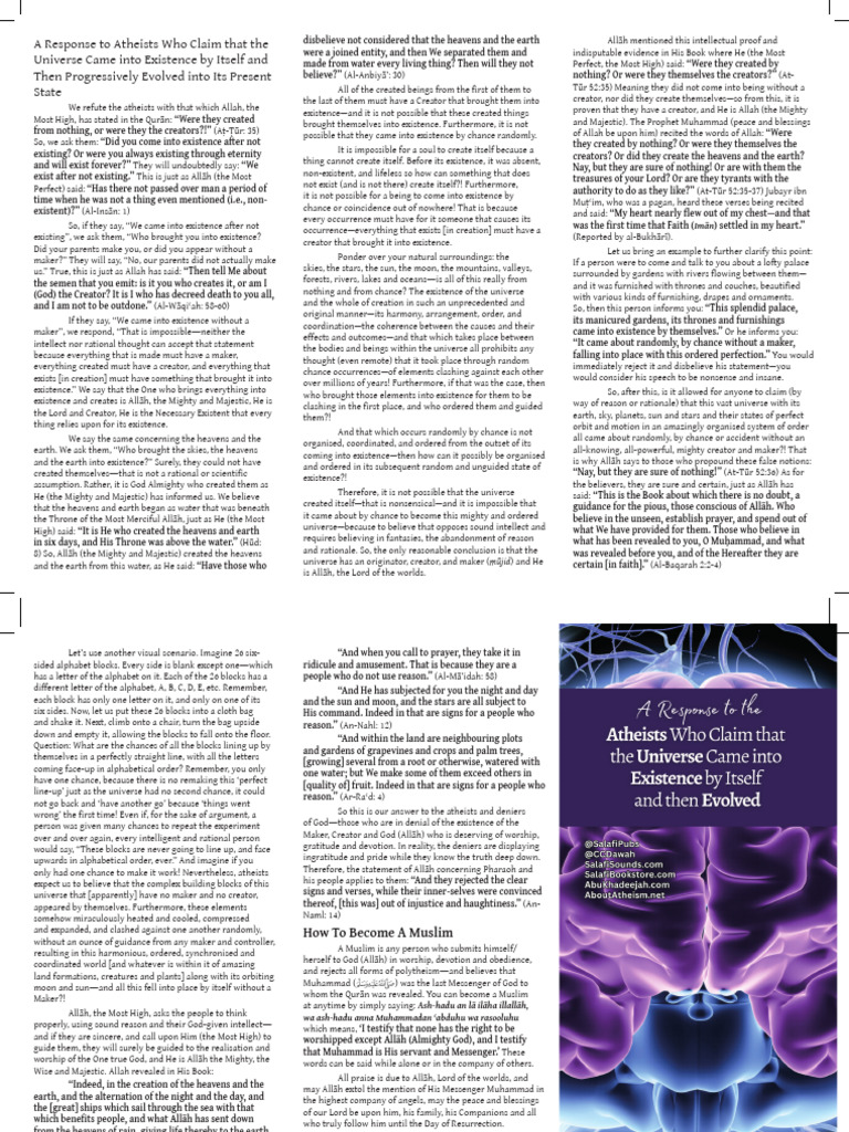 A Response To Atheists 2023 v3 | PDF | Allah | Creator Deity