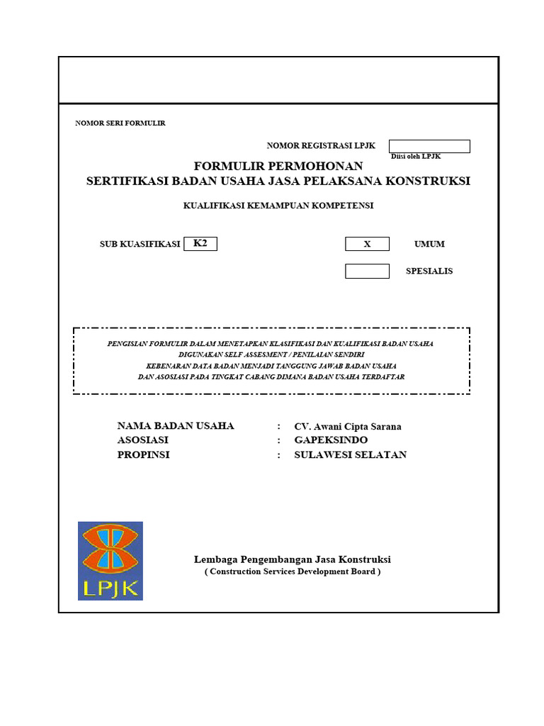 Contoh Formulir Permohonan Perusahaan Baru | PDF