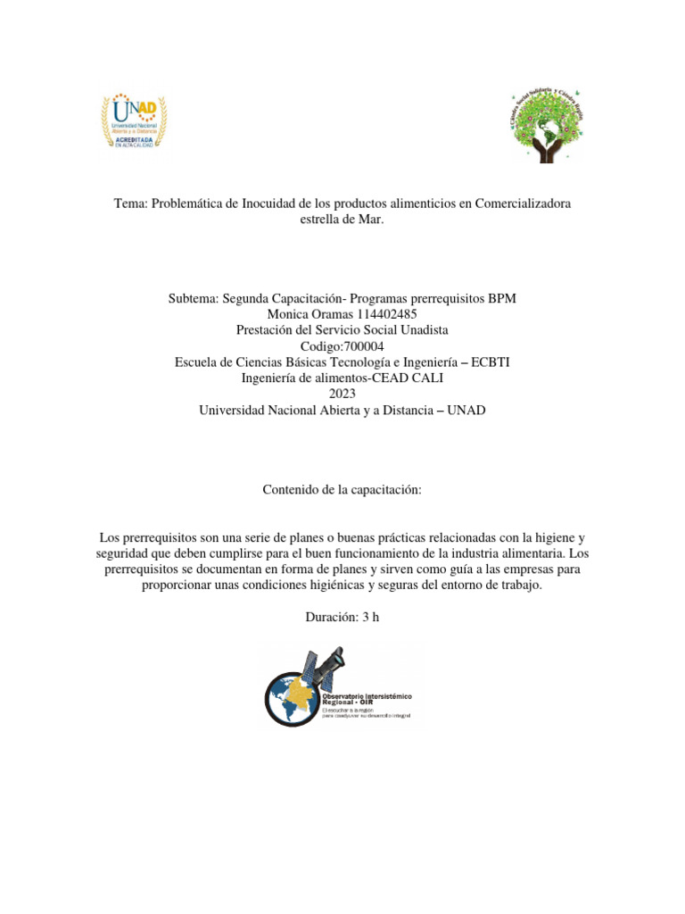 Capacitacion Programas Prerequisitos BPM | PDF | Seguridad alimenticia | Agua