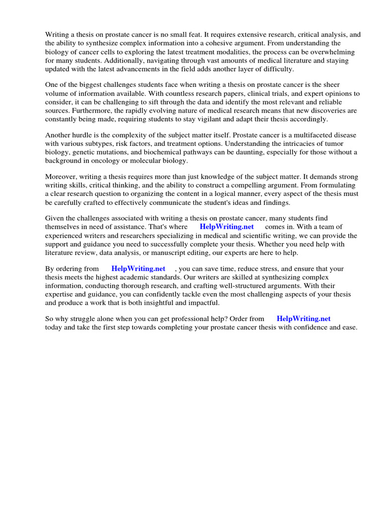 Prostate Cancer Thesis | PDF | Prostate Cancer | Cancer