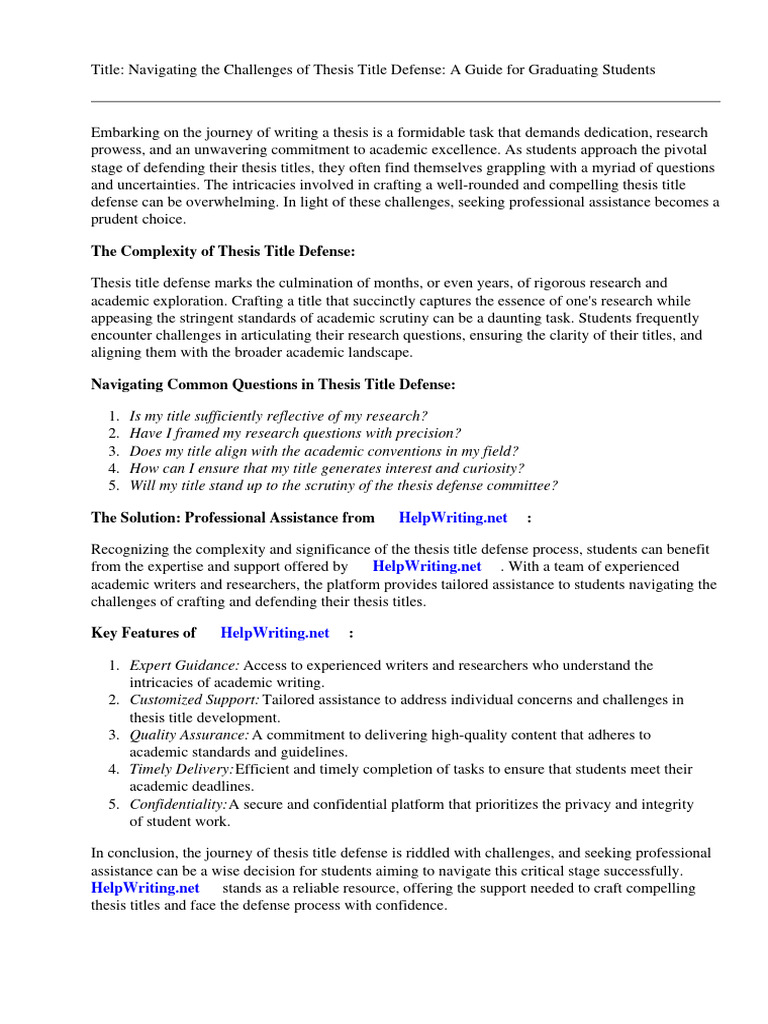 Questions in Thesis Title Defense | PDF | Thesis | Cognition