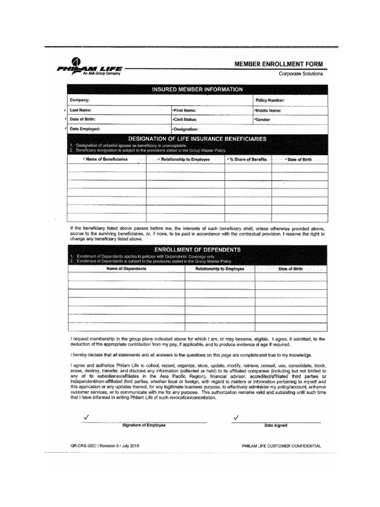 PH Enrollment Form | PDF