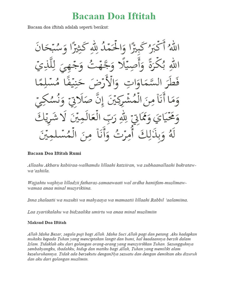 Bacaan Doa Iftitah Dalam Rumi | PDF