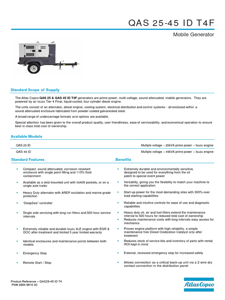 Product Reference Sheet QAS 25-45 Id T4F HOP | PDF