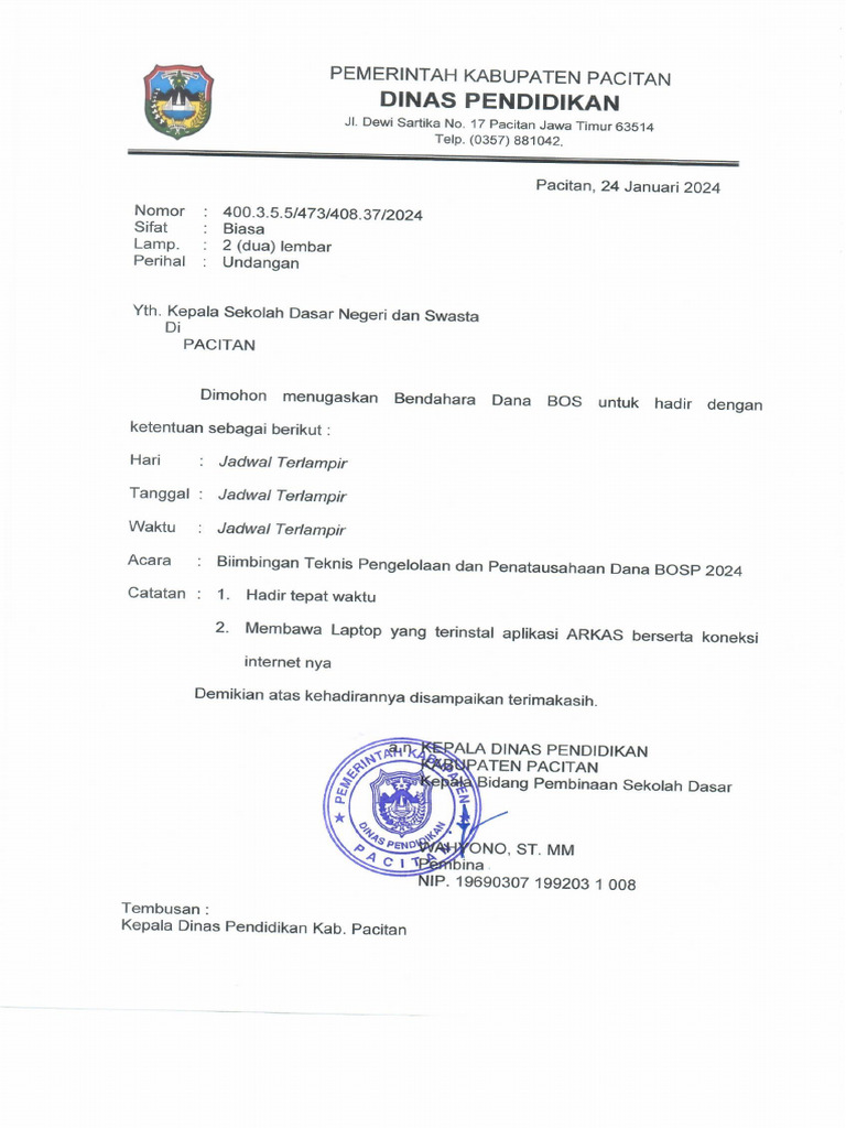 Undangan Bimtek - Bendahara 522024 | PDF