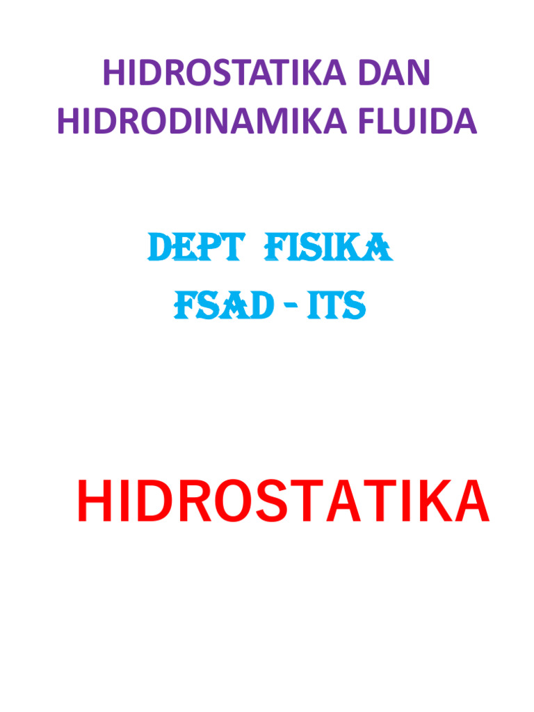 00-Bab 7 - Hidrostatika - Hidrodinamika | PDF
