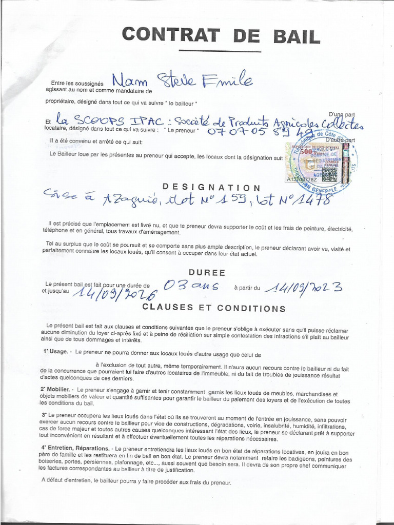 Contrat de Bail | PDF