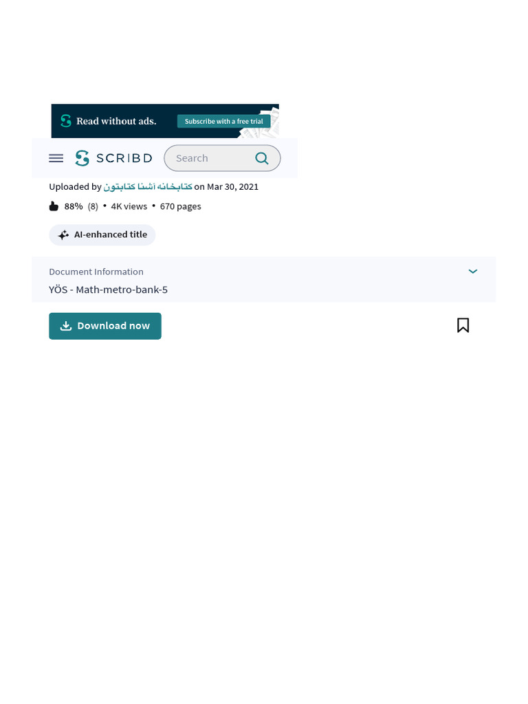 YÖS - Math-Metro-Bank-5 - PDF | PDF | Scribd | Web 2.0
