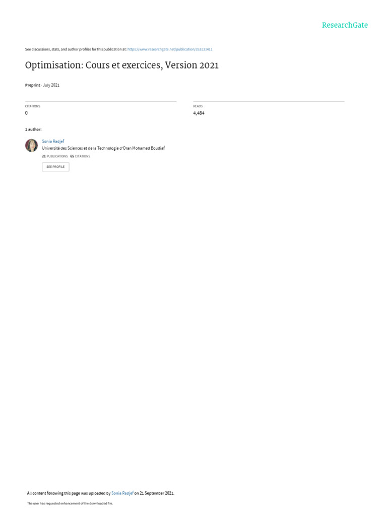 Polycopi Cours Optimisation Version 2021 | PDF | Optimisation ...