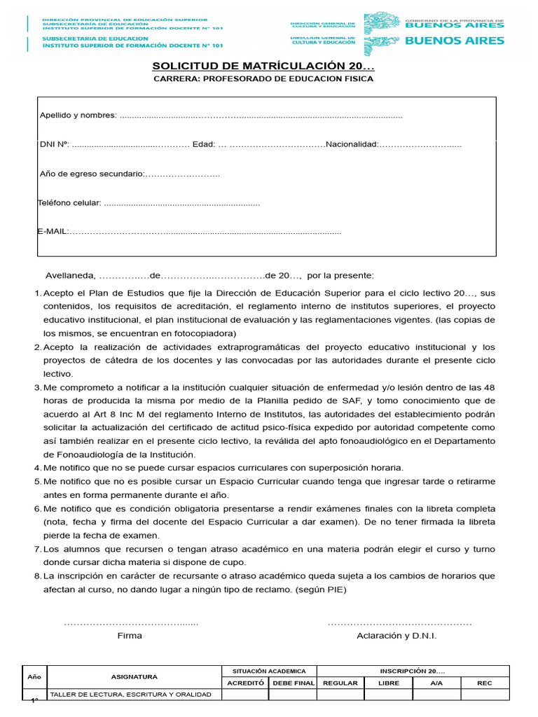 FORMULARIO-MATRICULACION-1.docx Drive | PDF | Plan de estudios | Maestros