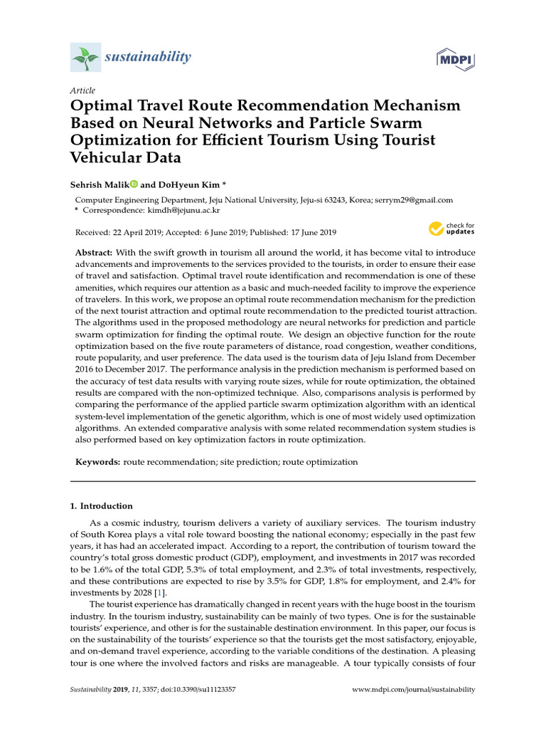 Sustainability 11 03357 v2 | PDF | Mathematical Optimization | Tourism