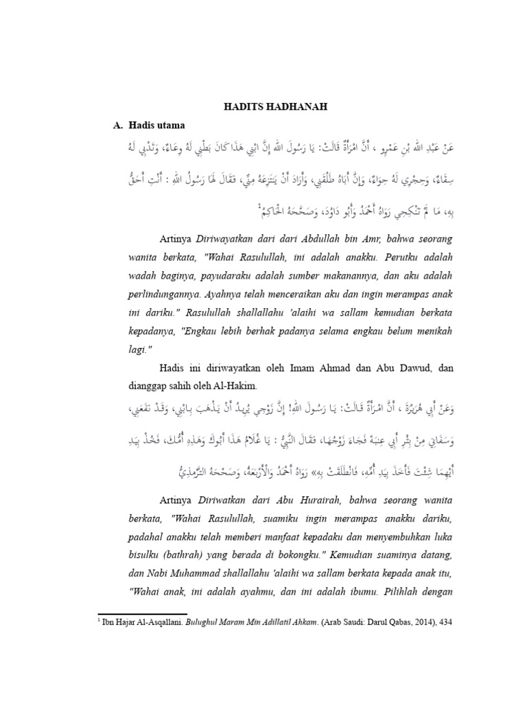 Hadits Hadhanah-1 | PDF | Agama & Spiritualitas