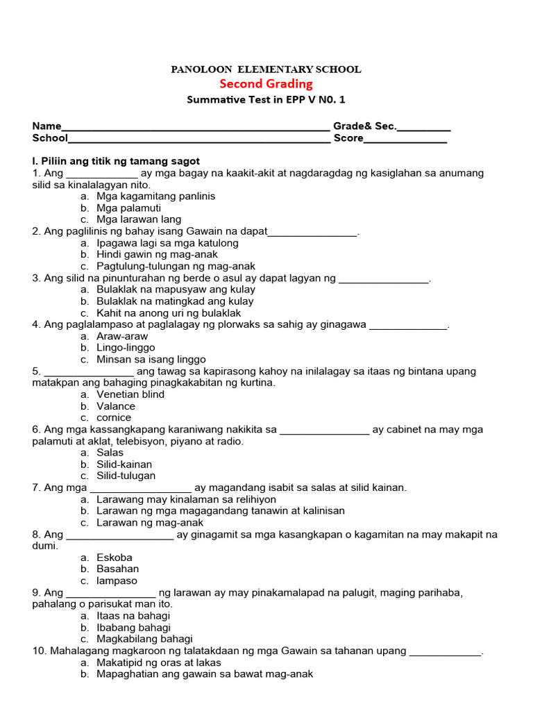ST - Epp 5 - Q2 | PDF